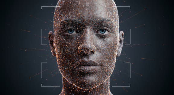 3D Wireframe Face Recognition System Biometric Security Data Points ...