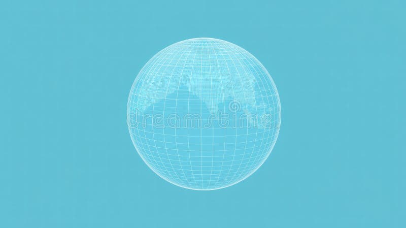 3D Wireframe Globe Representation Showcasing the Worlds Continents and ...