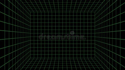3d Wireframe Grid Room Space Background. Digital Wireframe Grid Room ...