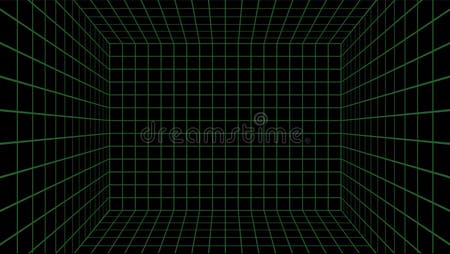 3d Wireframe Grid Room Space Background. Digital Wireframe Grid Room ...