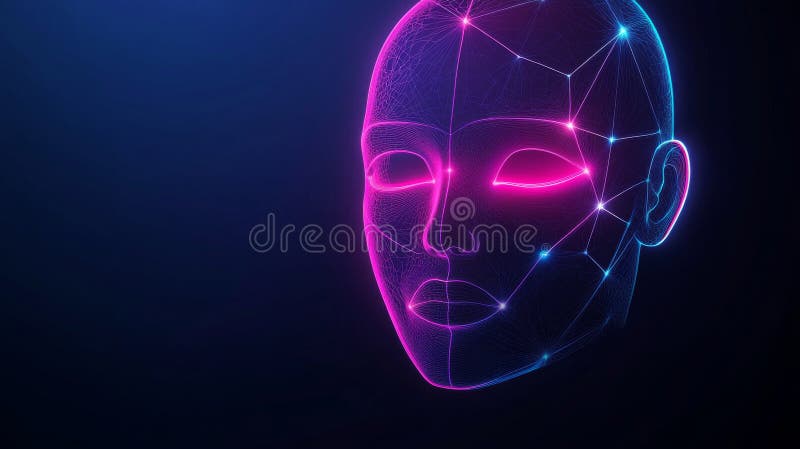 3d Wireframe of a Human Face is Being Scanned by Artificial ...