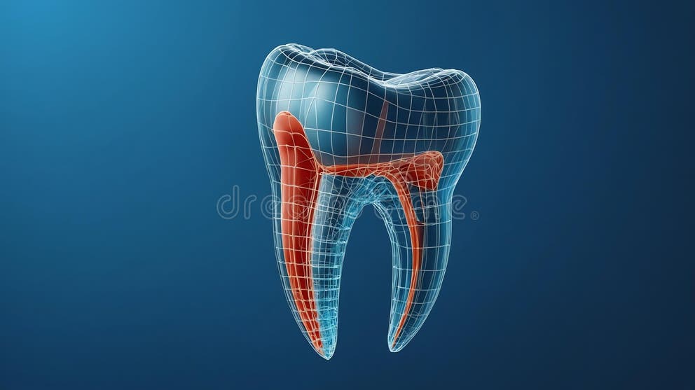 3d Wireframe of a Human Tooth Isolated on Blue Backgro Ai Generated ...