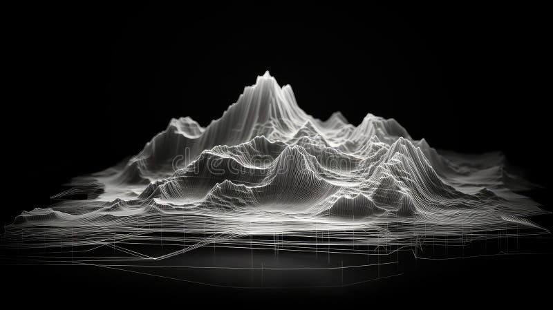 3d Wireframe Landscape Topographic Stock Illustration - Illustration of ...