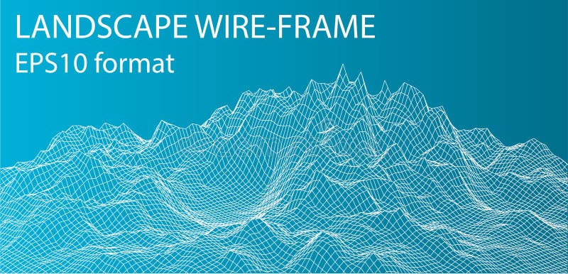 3D Wireframe Landscape. Vector Stock Vector - Illustration of curves ...