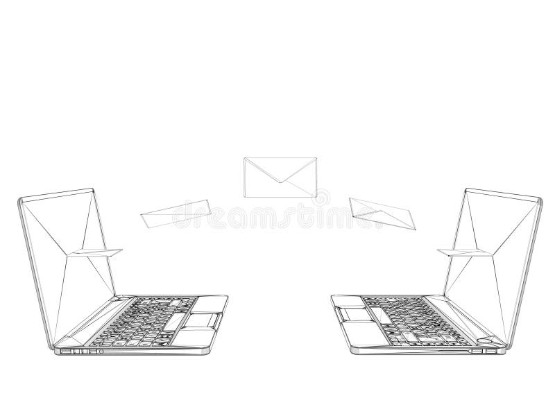 3d wireframe laptop stock illustration. Illustration of elegantly ...