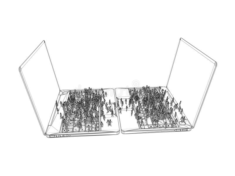 3d wireframe laptop stock illustration. Illustration of elegantly ...