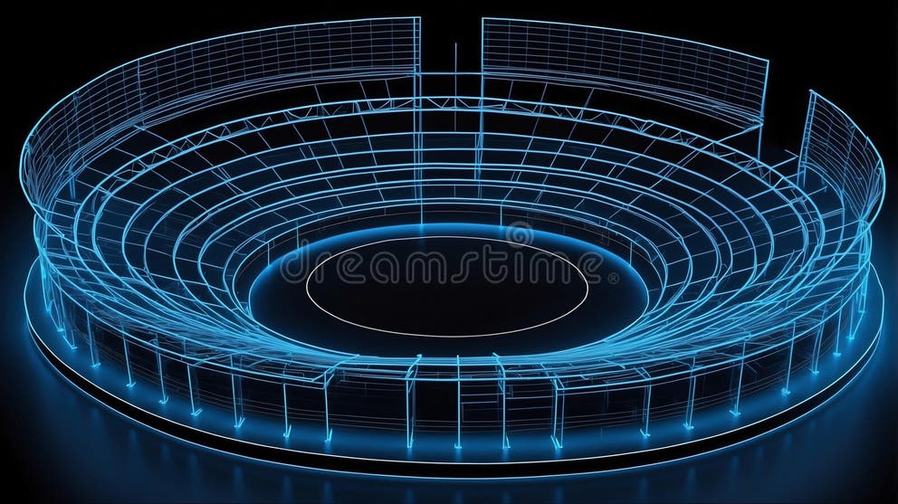 3d Wireframe Model of a Amphitheater the Design Ai Generated Stock ...