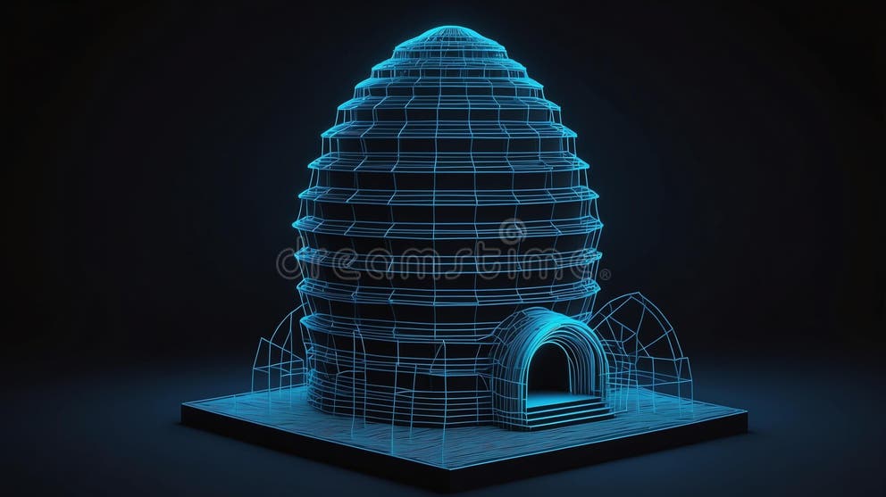 3d Wireframe Model of a Beehive the Design Shoul Ai Generated Stock ...