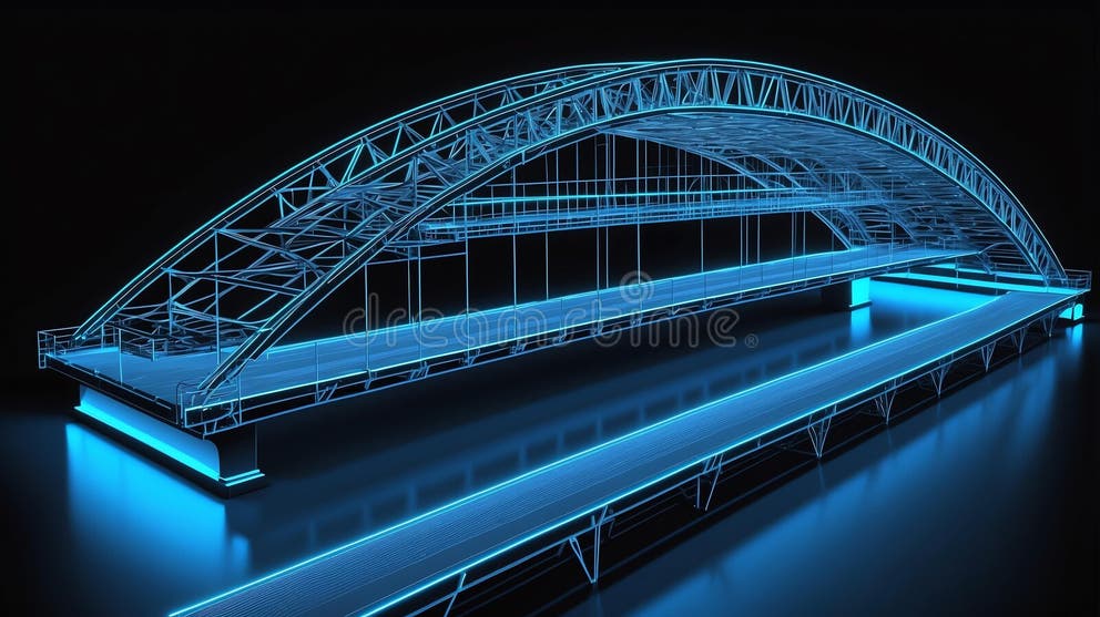 3d Wireframe Model of a Bridge the Design Should Ai Generated Stock ...