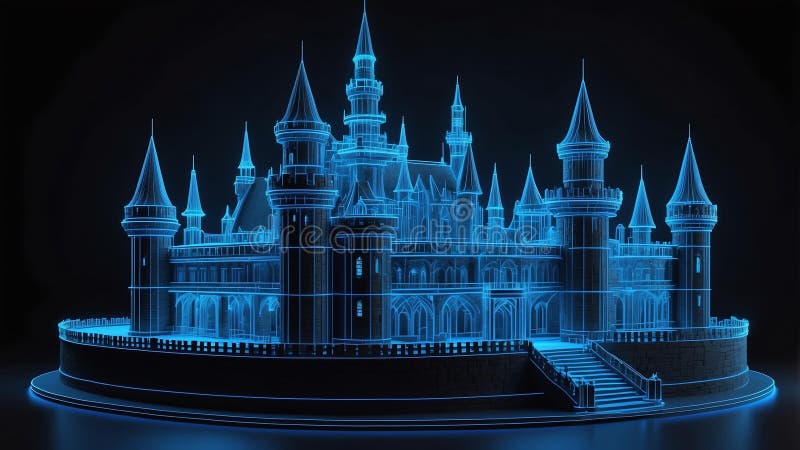 3d Wireframe Model of a Castle the Design Should Ai Generated Stock ...