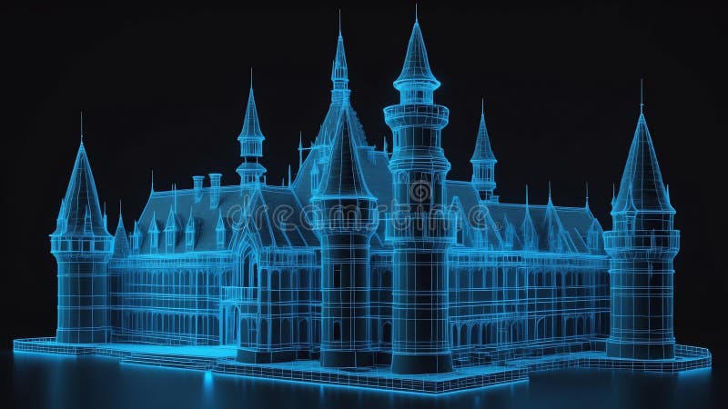 3d Wireframe Model of a Castle the Design Should Ai Generated Stock ...