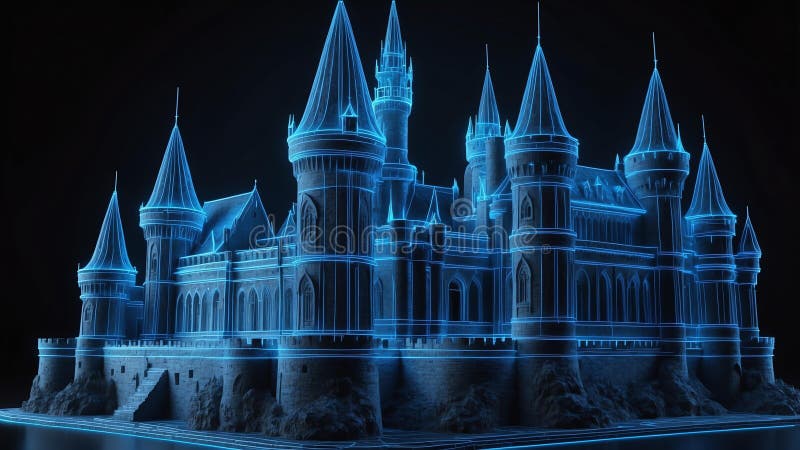 3d Wireframe Model of a Castle the Design Should Ai Generated Stock ...