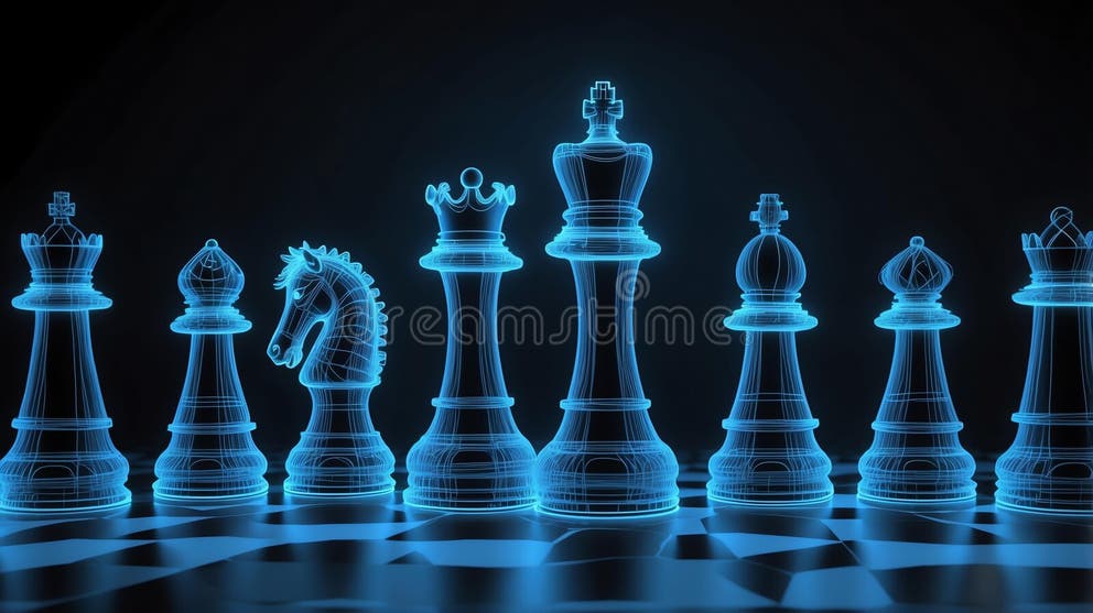 3d Wireframe Model of a Chess Piece the Design S Ai Generated Stock ...