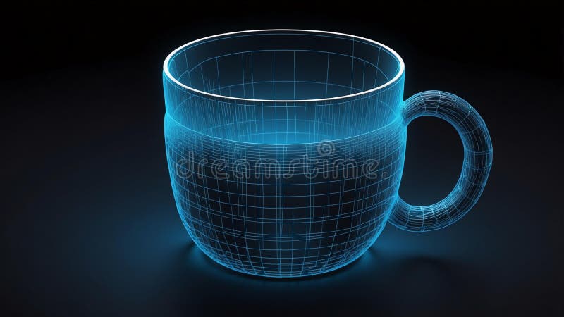 3d Wireframe Model of a Coffee Mug the Design Sh Ai Generated Stock ...