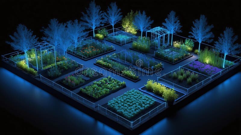 3d Wireframe Model of a Community Garden the Des Ai Generated Stock ...