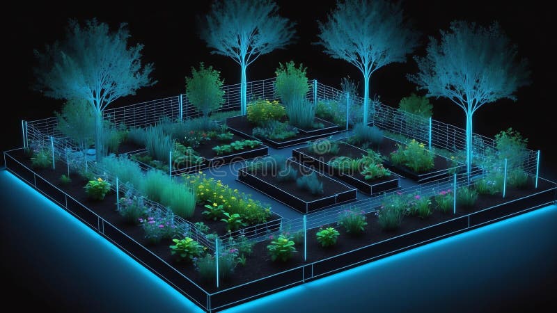 3d Wireframe Model of a Community Garden the Des Ai Generated Stock ...