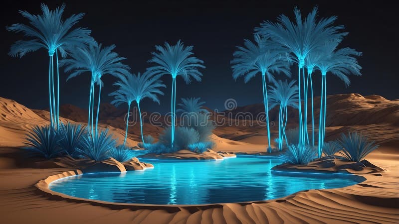 3d Wireframe Model of a Desert Oasis the Design Ai Generated Stock ...