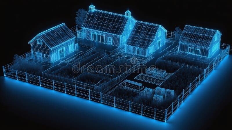 3d Wireframe Model of a Farm the Design Should S Ai Generated Stock ...