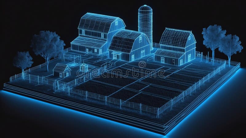 3d Wireframe Model of a Farm the Design Should S Ai Generated Stock ...