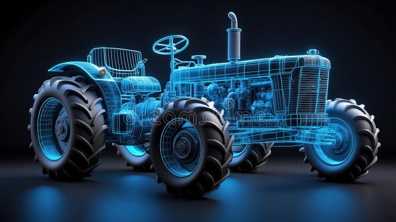 3d Wireframe Model of a Farm Tractor the Design Ai Generated Stock ...