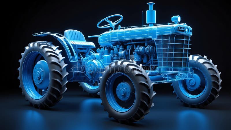 3d Wireframe Model of a Farm Tractor the Design Ai Generated Stock ...