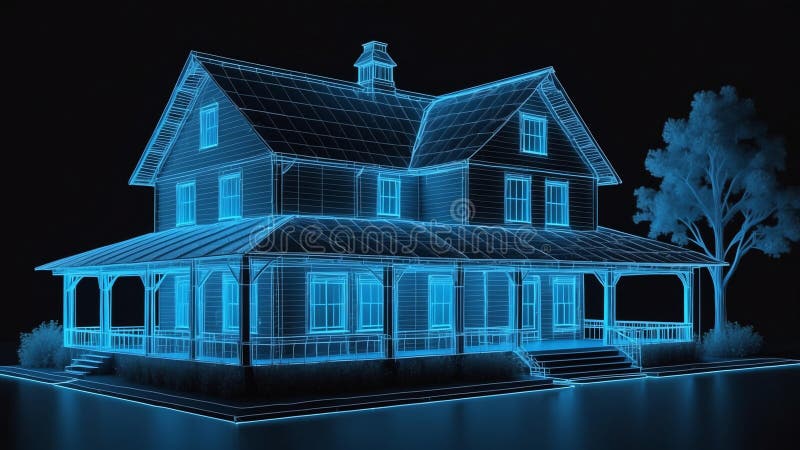 3d Wireframe Model of a Farmhouse the Design Sho Ai Generated Stock ...