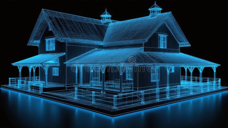 3d Wireframe Model of a Farmhouse the Design Sho Ai Generated Stock ...