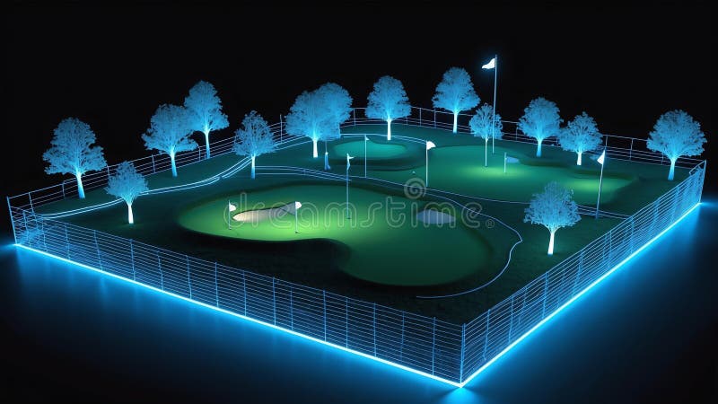 3d Wireframe Model of a Golf Course the Design S Ai Generated Stock ...