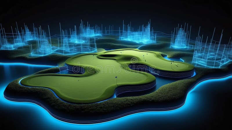 3d Wireframe Model of a Golf Course the Design S Ai Generated Stock ...