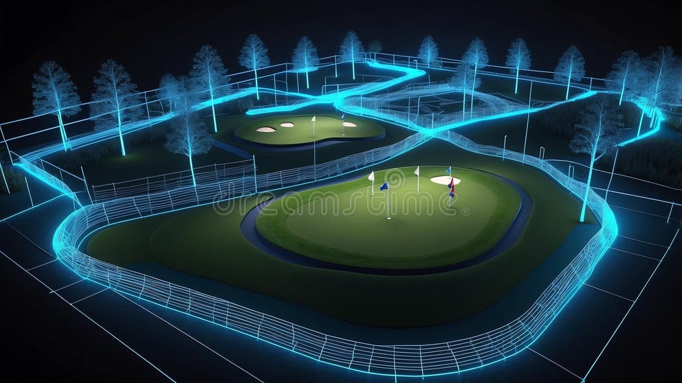 3d Wireframe Model of a Golf Course the Design S Ai Generated Stock ...