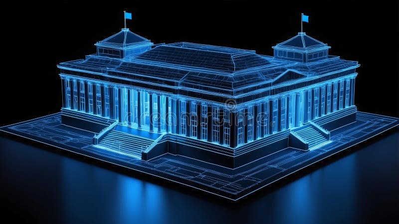 3d Wireframe Model of a Government Building the Ai Generated Stock ...