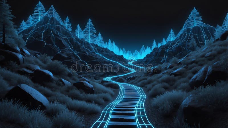 3d Wireframe Model of a Hiking Trail the Design Ai Generated Stock ...
