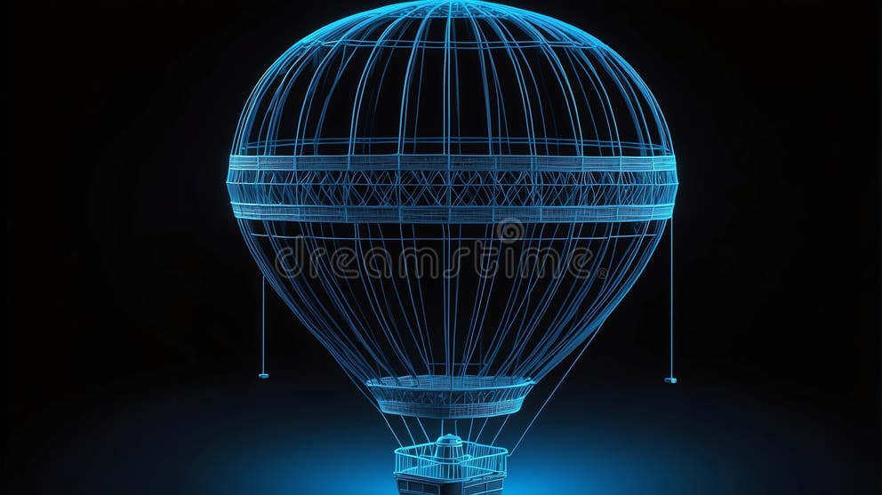 3d Wireframe Model of a Hot Air Balloon the Desi Ai Generated Stock ...