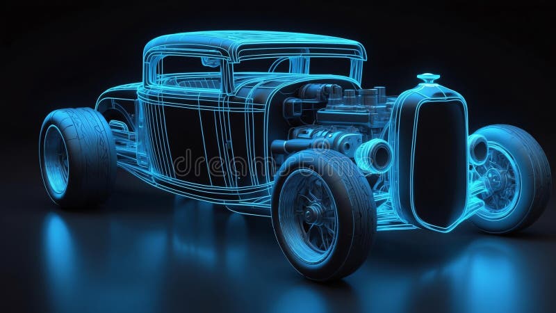 3d Wireframe Model of a Hot Rod the Design Shoul Ai Generated Stock ...