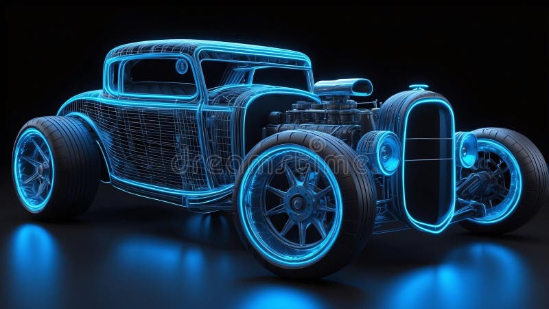 3d Wireframe Model of a Hot Rod the Design Shoul Ai Generated Stock ...