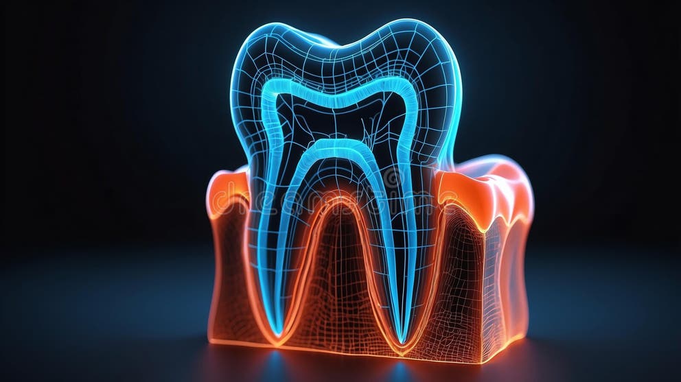 3d Wireframe Model of a Human Tooth the Design S Ai Generated Stock ...