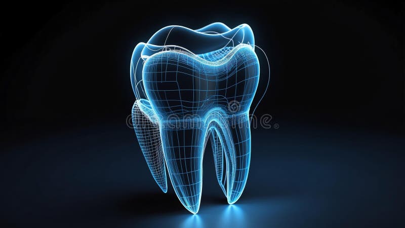 3d Wireframe Model of a Human Tooth the Design S Ai Generated Stock ...