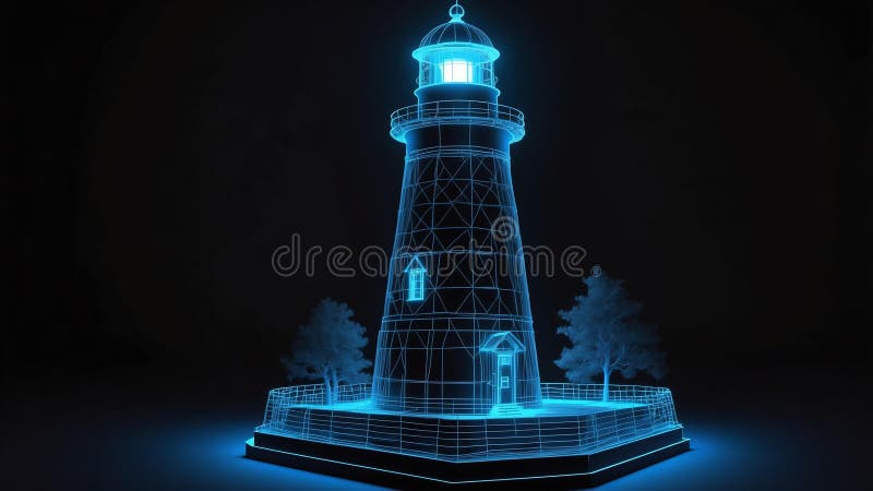 3d Wireframe Model of a Lighthouse the Design Sh Ai Generated Stock ...
