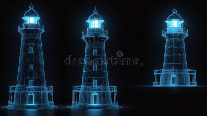 3d Wireframe Model of a Lighthouse the Design Sh Ai Generated Stock ...