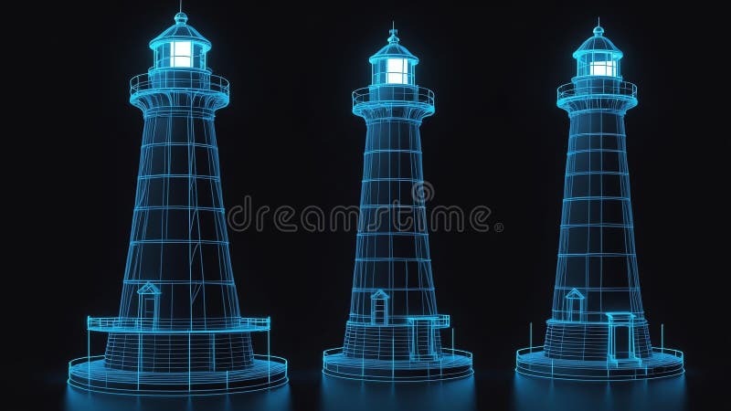 3d Wireframe Model of a Lighthouse the Design Sh Ai Generated Stock ...