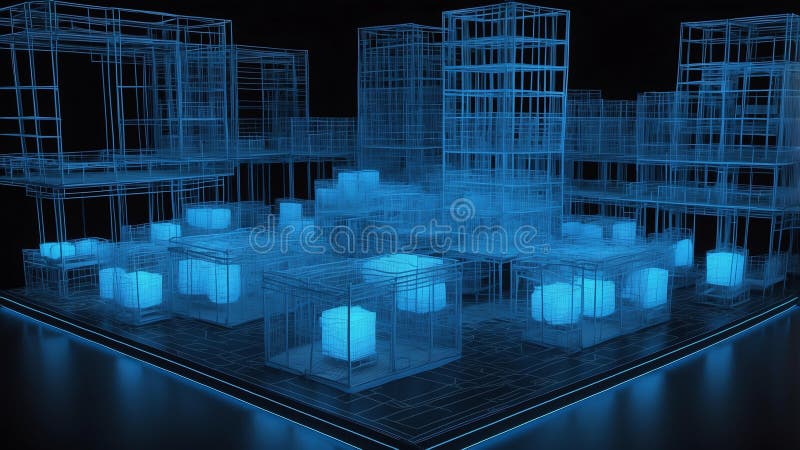 3d Wireframe Model of a Market Square the Design Ai Generated Stock ...