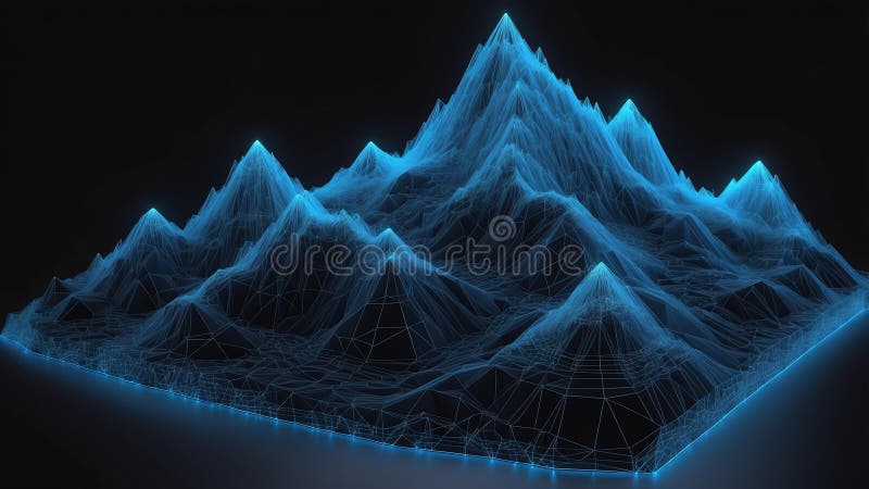 3d Wireframe Model of a Mountain the Design Shou Ai Generated Stock ...