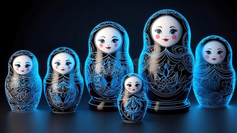 3d Wireframe Model of a Nesting Dolls the Design Ai Generated Stock ...