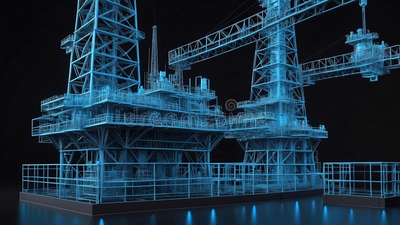 3d Wireframe Model of a Oil Rig the Design Shoul Ai Generated Stock ...