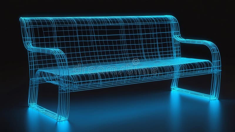 3d Wireframe Model of a Outdoor Bench the Design Ai Generated Stock ...