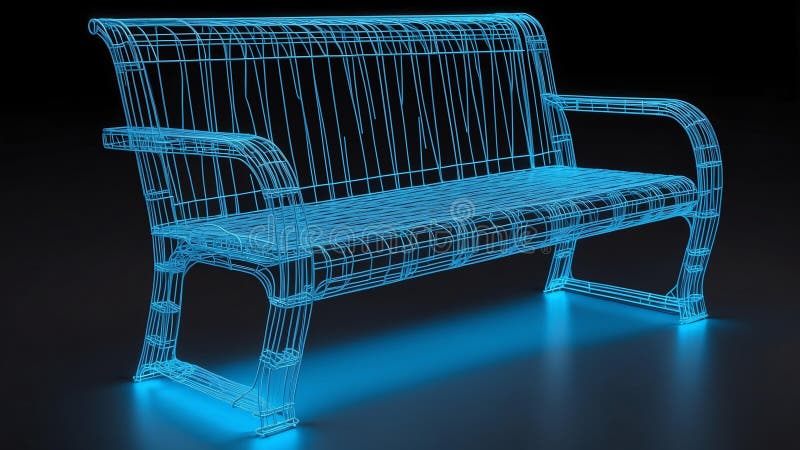 3d Wireframe Model of a Outdoor Bench the Design Ai Generated Stock ...