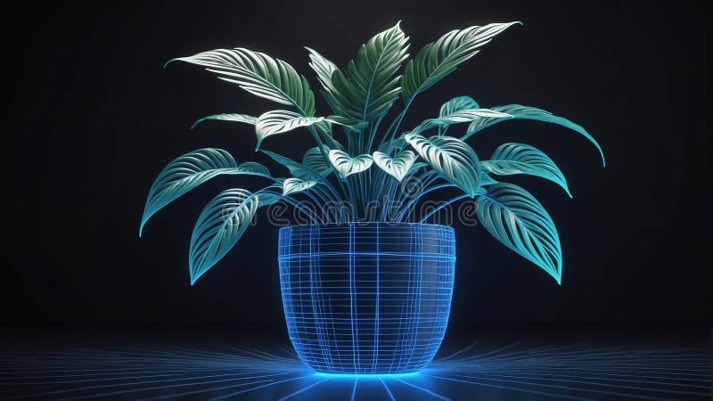 3d Wireframe Model of a Potted Plant the Design Ai Generated Stock Illustration - Illustration ...