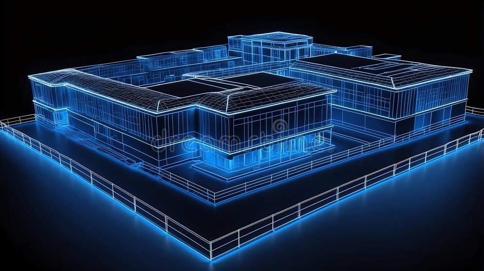 3d Wireframe Model of a School the Design Should Ai Generated Stock ...