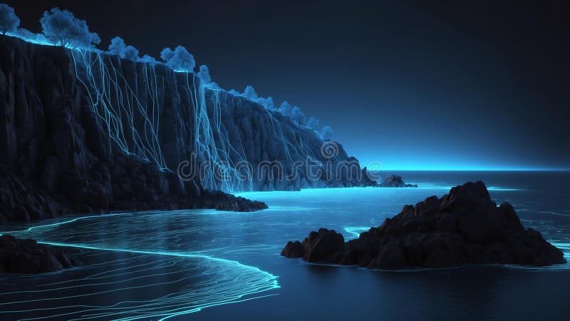 3d Wireframe Model of a Seaside Cliff the Design Ai Generated Stock ...