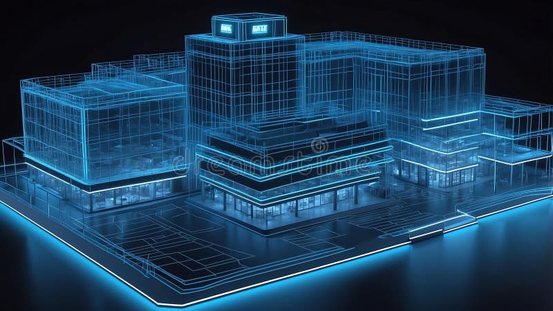 3d Wireframe Model of a Shopping Mall the Design Ai Generated Stock ...